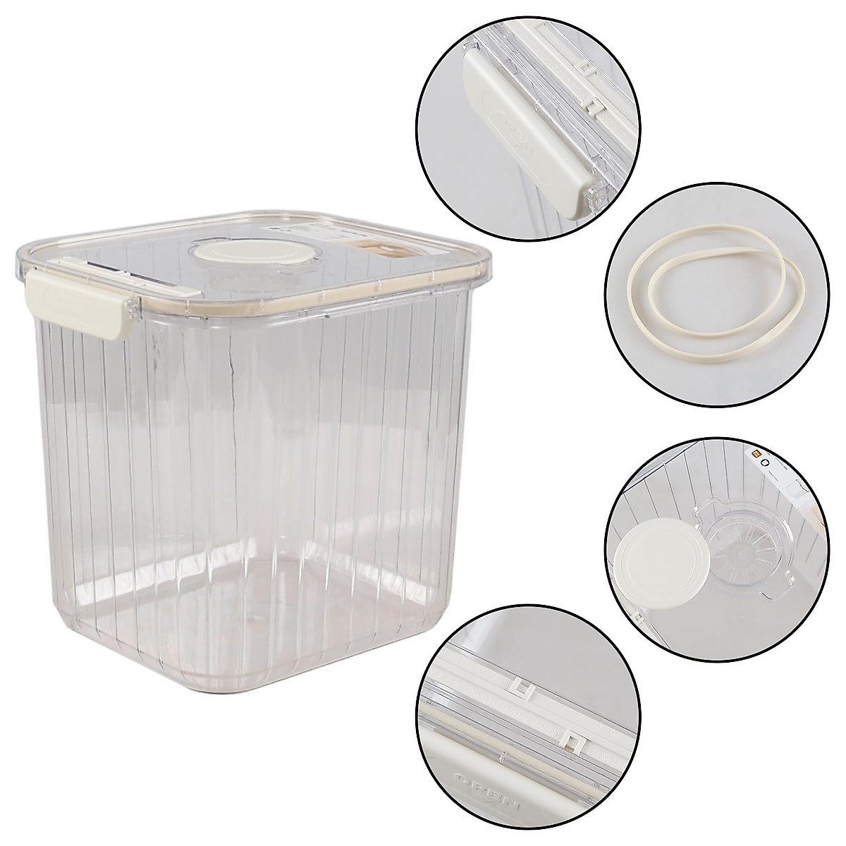 Nesmilers 22 Lbs Clear Airtight Rice Container, 1 Pack Grain Containers with Lids