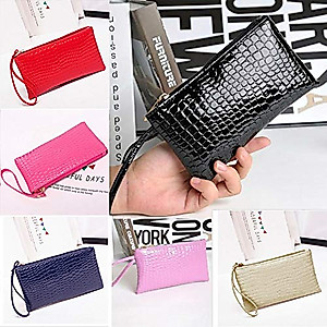 Women PU Leather Clutch Handbag Bag Coin Purse,Birthday Women Girl Gifts (Black, One Size)