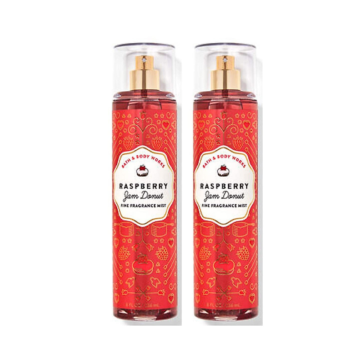 Bath and Body Works Raspberry Jam Donut Fine Fragrance Mists Pack Of 2 8 oz. Bottles (Raspberry Jam Donut)