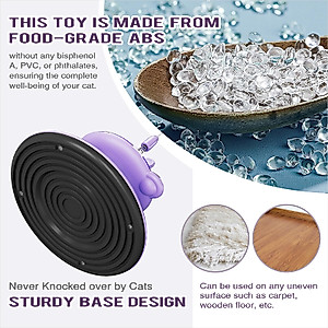 Interactive Cat Toy for Indoor Cats, Cat Treat Puzzle Feeder Toy-Cat Treat Dispenser - Cat Toys with Teaser Wand and Rotatable Design, Durable, Non-Toxic and Safe, Cat Toys for Bored Indoor (Purple)