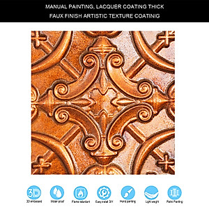 Ceiling Tin Tiles Decorative Drop Ceiling Tiles Distressed for Cafe Club Salon Hotel Store Bar 2'x2' PL07 Archaic Copper 10pcs