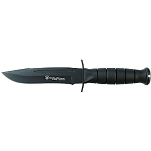 Smith & Wesson CKSUR1 10.5in High Carbon S.S. Fixed Blade Knife with 6in Bowie Blade and Rubberized Aluminum Handle for Outdoor, Tactical, Survival and EDC
