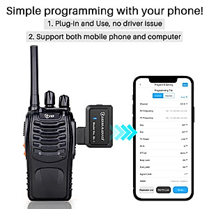 TIDRADIO TD-V2 Walkie Talkies for Adults Long Range, Frequency Copy, Rechargeable Two Way Radio Earpiece with MIC,16 Channels Handheld Walkie-Walkie for Kids(2 Pack, Black)
