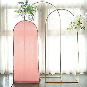 Efavormart 5ft Dusty Rose Spandex Fit Round Top Backdrop Frame Stand Cover, 2-Sided Wedding Arch Cover