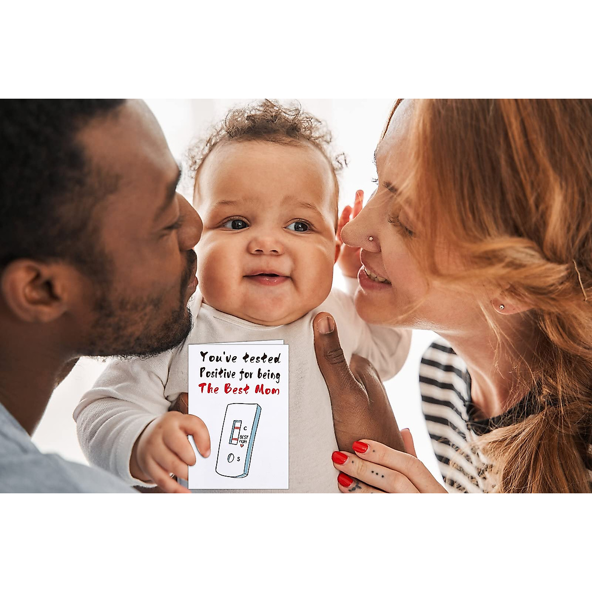 SICOHOME Funny Mothers Day Card from Daughter 4"x6" Happy Mother Day Card with Envelop for Mom Wife You've Tested Positive for Being The Best Mom Funny Greeting Gift Card for Mothers Day Birthday