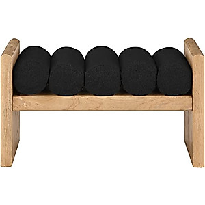 Meridian Furniture Waverly Collection Modern | Contemporary Bench with Solid Wood Rich Finish, Luxurious Boucle Fabric, 32" W x 19" D x 18" H, Black