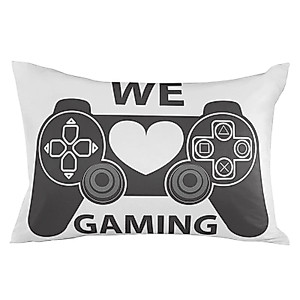 Pillow Covers 20x36 Inch - King WE Gaming Gray Gamepad Continuous Joystick Soft Brushed Microfiber Pillowcases with Hidden Zipper Closure Bed Pillow Shams for Bedroom Sofa Car