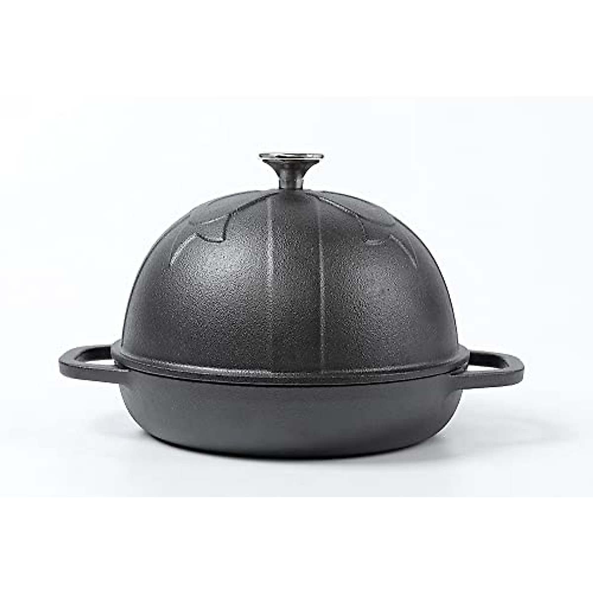HAWOK Cast Iron Bread Cloche, Dia.7.8inch/20cm, Sourdough Baking Pan Pre-seasoned Black