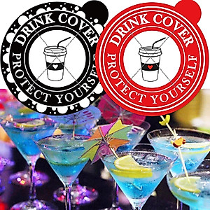 Alcohol Protection Drink Cup Cover Protector Stickers 4 Inch Disposable Drink Lid Stickers Adhesive Drinking Glass Cover Drink Protector for Drinks Protection 50 Pcs