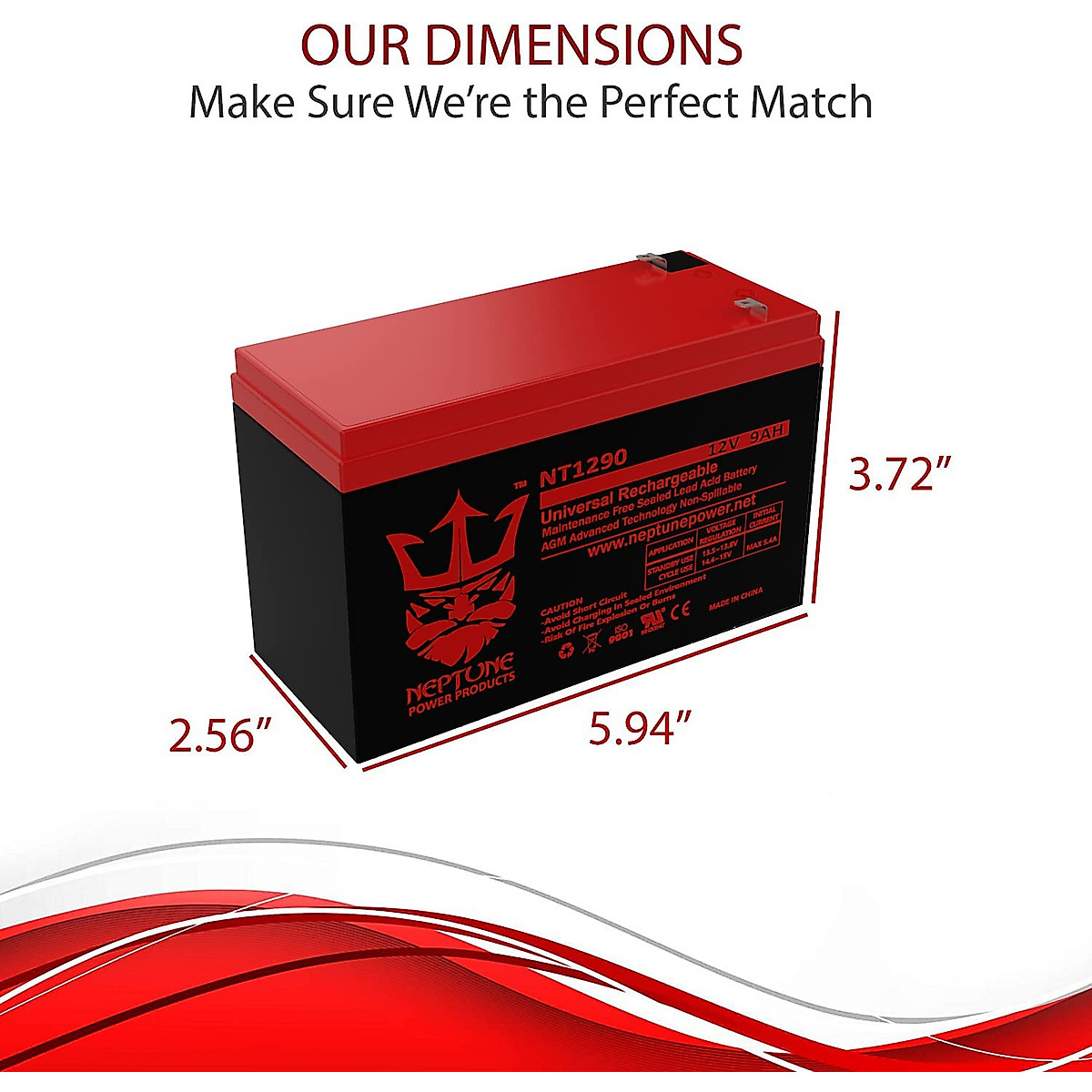 12V 9AH SLA Battery for Razor Pocket Mod/Pocket Rocket/Sport Mod by Neptune - 2 Pack