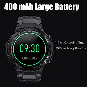 Smart Watch for Men Outdoor Waterproof Military Tactical Sports Watch Fitness Tracker Watch with Heart Rate Monitor Pedometer Sleep Tracker Compatible with iPhone Samsung NO Bluetooth Calling