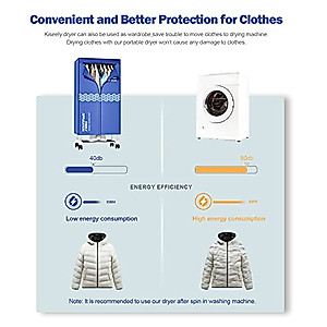 Clothes Dryer, Portable Drying Machine with Timer, 60inch Laundry Drying Wardrobe with Large Capacity, Electric Dryer/Rack for Home | Appartments (Ocean Blue)