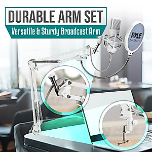 Pyle USB Condenser Microphone Streaming Kit - Professional Computer/Mac Mic Audio Cardioid Boom with Adjustable Arm Stand & Pop Filter for Podcast, Gaming, Studio, YouTube