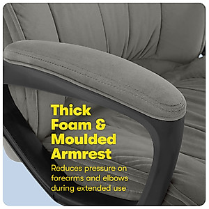 Serta Executive Office Chair Ergonomic Computer Upholstered Layered Body Pillows, Contoured Lumbar Zone, Base, Fabric, Black/Grey