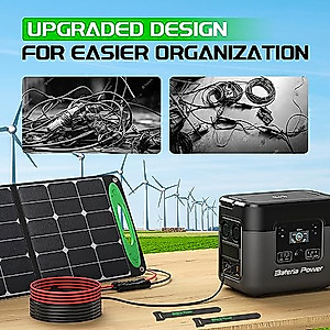 Solar to XT60I Charge Extension Cable 11.5FT, Bateria Power Solar Connector to XT60 Adapter Cable for Solar Panel, Solar Generator, RV Portable Power Station