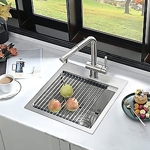 21 Black Bar Sink Drop In Kitchen Sink - iAnomla 21 x 20 inch Workstation Drop-in Topmount Black Stainless Steel Bar Prep RV Sink 16 Gauge Matte Black Stainless Steel Kitchen Sink with Cutting Board