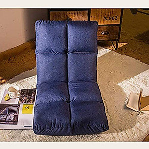 GYDJBD Lazy Folding Sofa, Tatami Bed Back Single Bedroom Crib Sofa, Cotton and Linen, Blue