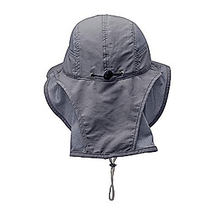 lenikis Unisex Outdoor Activities UV Protecting Sun Hats with Neck Flap Black Grey