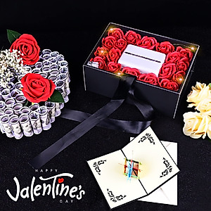 Money Pull Out Gift Box - Roses Gift Box with Necklace, Luxury Money Pull Out Flower Box for Girlfriend Wife Mom Grandma, Unique Cash Gift Box for Anniversary, Birthday(18 Roses)