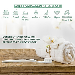 Diversified Hospitality 144 Pack Individually Wrapped Disposable Toothbrush | Bulk Travel Toothbrushes | Disposable Manual Tooth Brush for Hotels Guest Rooms, White