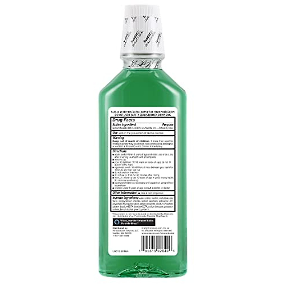 Amazon Basics Anticavity Fluoride Rinse, Alcohol Free, Mint, 18.00 Fl Oz (Pack of 4) (Previously Solimo)