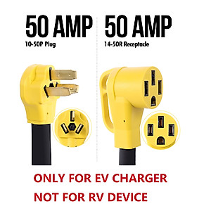 ONETAK NEMA 10-50P to 14-50R 240V 50 Amp 3 Prong Dryer Male Plug to 4 Prong Generator Female Outlet Receptacle EV Charger Compatible Tesla Gen 2 Power Cord Adapter