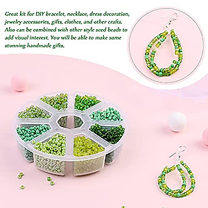 3600 Pcs Glass Seed Beads, 3mm 8/0 Bracelet Beads Set, Assorted Glass Beads with 8-Grid Plastic Storage Box, Small Round Beads for Jewelry Making - Green Series