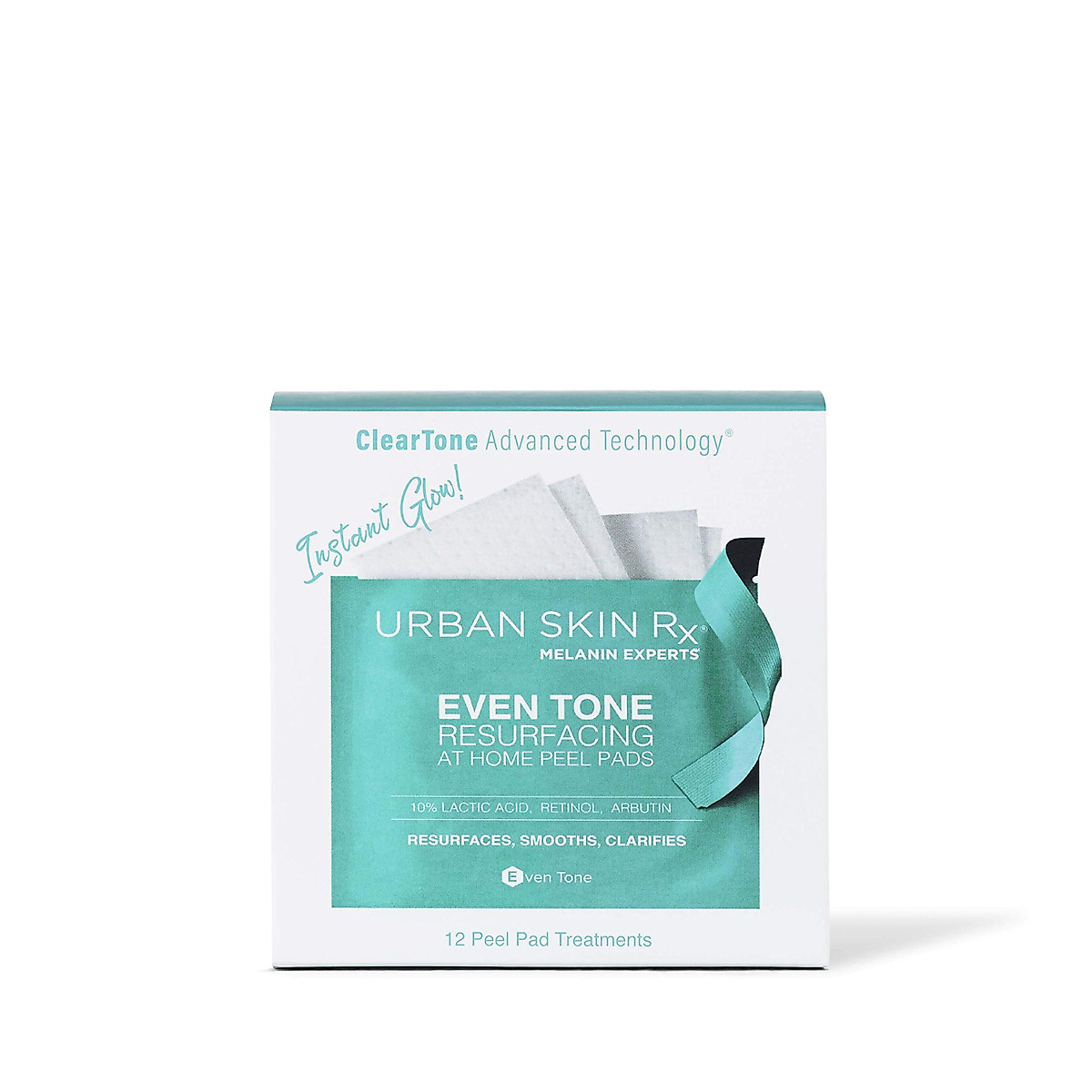 Urban Skin Rx®, Even Tone Resurfacing At-Home Peel Pads, Pre-Soaked Treatment Pads Resurface, Smooth, & Improve the Appearance of Uneven Skin Tone, Formulated with Lactic Acid and Retinol, 12 Count