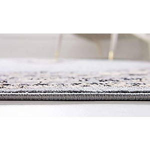 Unique Loom Reza Collection Traditional Persian Style Area Rug, 2 ft 2 in x 8 ft 2 in, Gray/Ivory