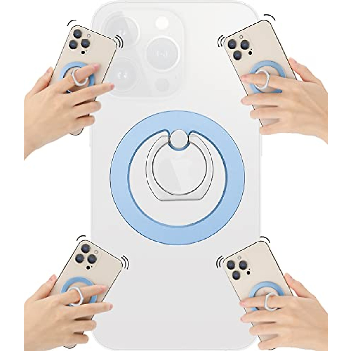 Makemani Magnetic Phone Grip, Magnetic Phone Ring Holder Compatible with MagSafe Accessories for iPhone 14 13 12 MagSafe Cases, Sierra Blue