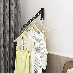 dancrul Wall Mounted Drying Rack Clothing Foldable for Laundry Room, Clothes Drying Rack Folding Indoor, Matte Black