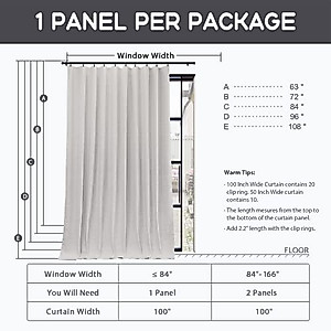 INOVADAY Linen Blackout Curtains 96 Inches Long, Thermal Sliding Door Curtains 100% Black Out Extra Wide Patio Door Curtains Farmhouse Sliding Glass Door Curtain Drapes (W100 x L96, 1 Panel, Beige)