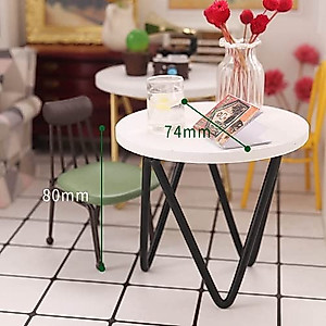 Cutemini 1 12 Scale Dollhouse Table Miniature Decor Dollhouse Furniture Mini Round Coffee Table Dollhouse Accessories for Living Room Bedroom Balcony Fairy Garden Project Decoration (Black Stand)