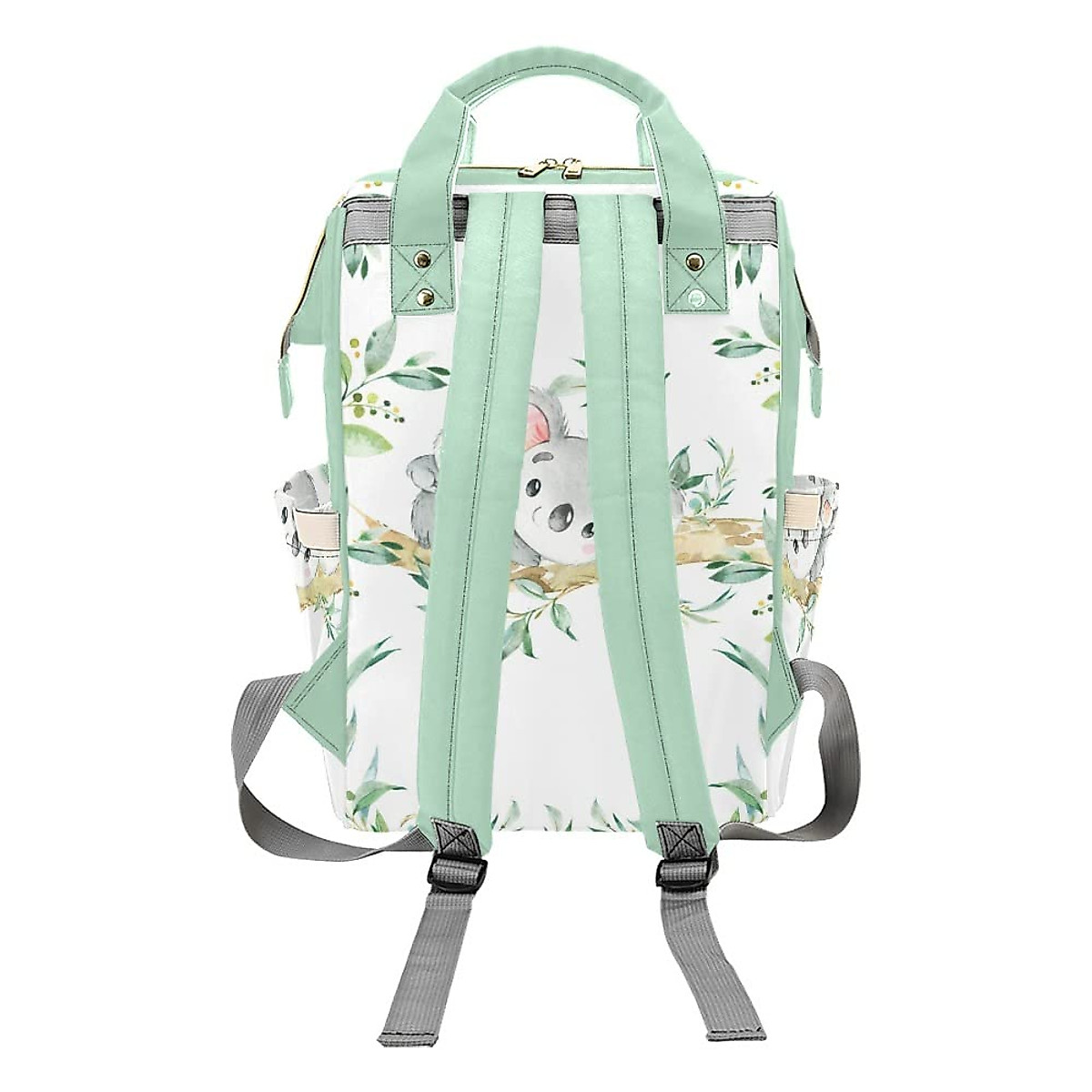 SunFancy Koala Leaves Personalized Diaper Backpack Custom Mommy Bag Unisex Travel Daypack for Mom Dad Boy Girl