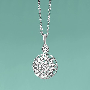 Ross-Simons 0.25 ct. t.w. Diamond Openwork Pendant Necklace in Sterling Silver. 20 inches