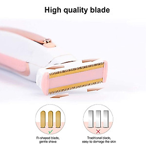 4PCS LinMei Razor Replacement Heads Compatible for Finishing Touch Flawless Body Rechargeable Ladies Shaver and Trimmer with 2 Cleaning Brush