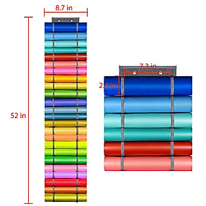 TUPARKA Vinyl Roll Holder Craft Vinyl Storage Rack with 2 Hook Craft Storage Organizer 48 Compartments Vinyl Organizers Holder for Door Closet Wall
