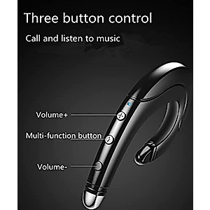Wireless Bluetooth Headphone, Painless Wearing Headset with Mic for Cell Phone, Non Ear Plug Non Bone Conduction Ear Hook Earbuds, Lightweight, Waterproof Earpiece for Business/Office/Sports (Black)