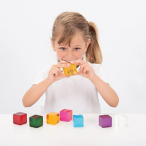 TickiT Perception Cubes - Set of 8 - Assorted Colors - Transparent Manipulatives for Visual Sensory Play - Observe Light and Color-Mixing - Light Panel Accessory