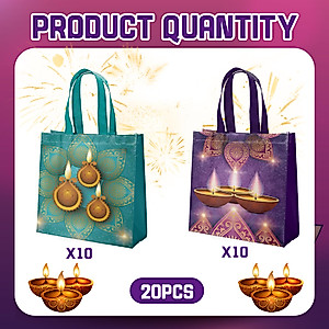 Ertyjikg 20 Pcs Diwali Party Bags,Reusable Diwali Gift Non-woven Bags with Handles for Diwali Party Decorations