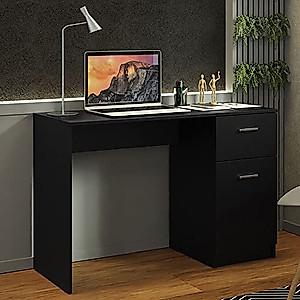 Madesa Compact Computer Desk Study Table for Small Spaces Home Office 43 Inch Student Laptop PC Writing Desks with Storage and Drawer - Black