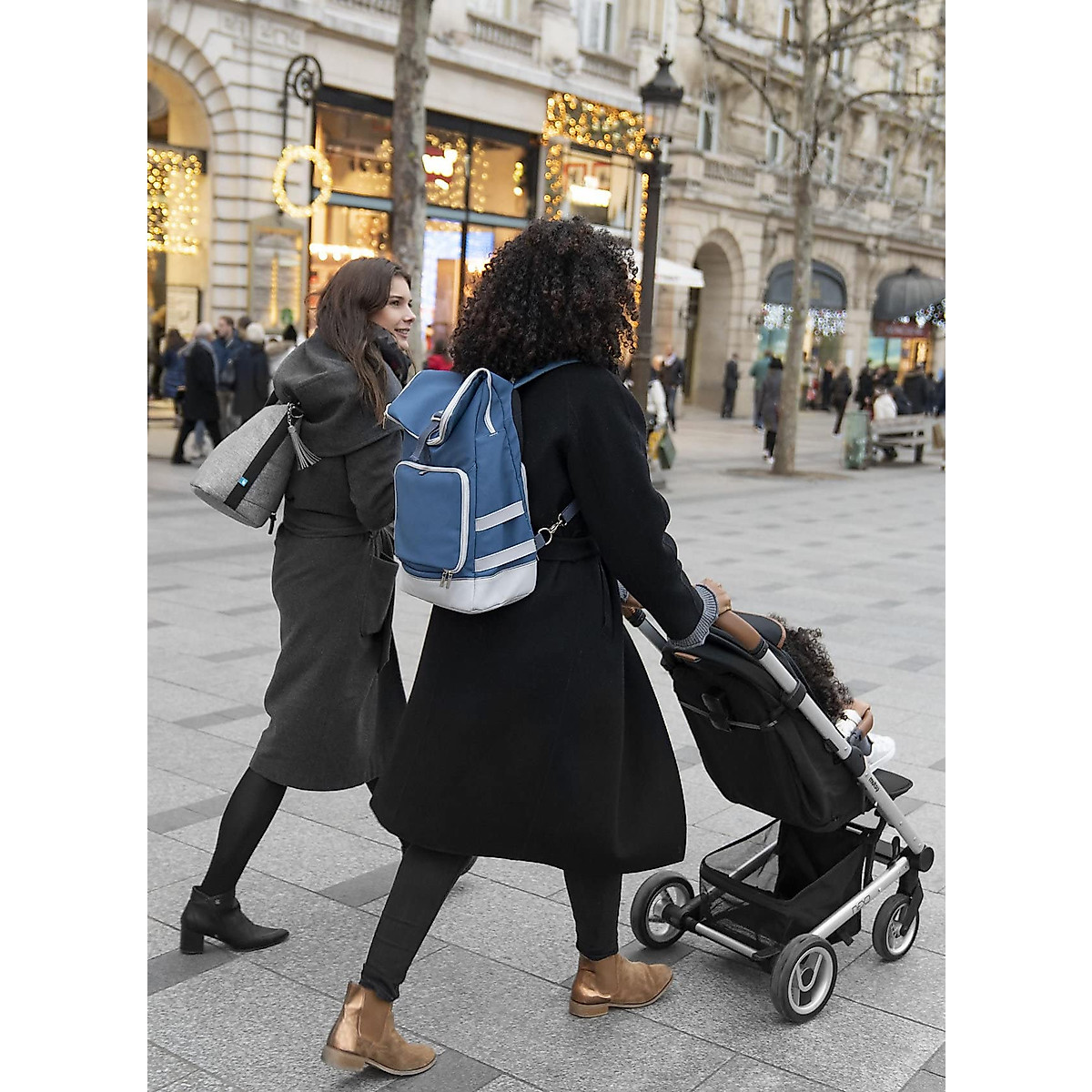 Babymoov Sancy Diaper Bag Backpack | Unisex Back Pack With Heavy Duty Roll-Top Closure, Large Insulated Compartment, Changing Pad And Accessories, Navy Blue