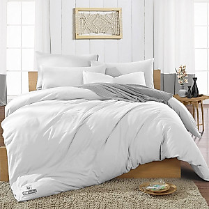 SGI bedding Luxurious 1000 TC White Solid Duvet Cover Set - Soft & Fluffy Comforter Cover for Winter - Hotel Quality Egyptian Cotton Bedding - Breathable - Oversized Queen Duvet Covers
