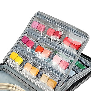 B Baosity Sewing Accessories Organizer with Clear Pockets, Sewing Supplies Organizer Storage Bag for Embroidery Hoop, Stitch Tools, Gray