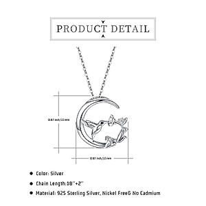 Hummingbird Necklace S925 Sterling Silver Jewelry Hummingbirds Gift for Women(Moon)