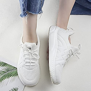 Feethit Running Shoes for Women Non Slip Walking Tennis Shoes Slip on Work Gym Fashion Sneakers White 5.5
