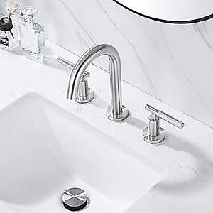 KPAIDA Bathroom Faucets, 3 Hole Bathroom Sink Faucet 8 inch Brushed Nickel Widespread Bathroom Faucet, 2 Handle Faucet for Bathroom Sink Vanity with Pop Up Drain