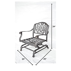Elizabeth Outdoor Patio 4 Club Rocker Chairs Spring Base Cast Aluminum Dark Bronze (Walnut)