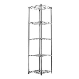 SafeRacks - NSF Certified Storage Shelves, Zinc, Heavy Duty Steel Wire Unit with Wheels and Adjustable Feet, Garage or Bakers Rack, Kitchen, Pantry Shelf - (18"x18"x72" 5-Tier) (Silver)