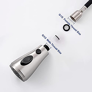 Spray Head For Kitchen Faucet, Pressurize Pull Down Kitchen Faucet Spray Nozzle, Three Functions Sink Faucet Sprayer Attachment, Kitchen Sink Faucet Replacement Parts, Brushed Nickel Kablle B15